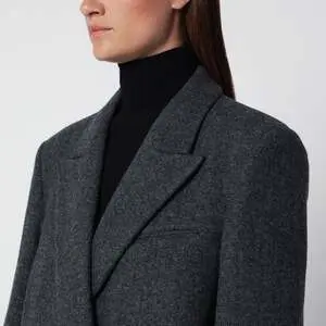 Source Unknown Dark Reyna Double-breasted Herringbone Wool Coat