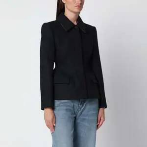 Source Unknown Single-breasted Wool Blend Jacket With Pointed Collar