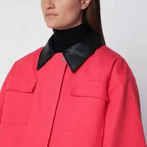 Source Unknown Cotton Utility Jacket With Faux Leather Collar