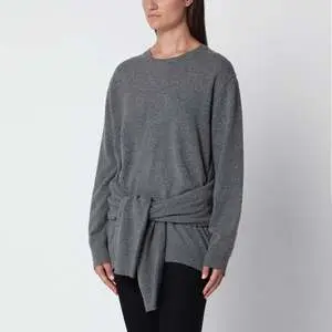 Source Unknown Wool Blend Jumper With Tie Detail - Grey