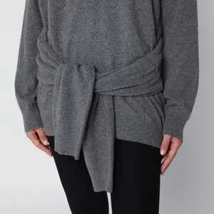 Source Unknown Wool Blend Jumper With Tie Detail - Grey