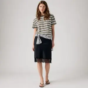 LEVI'S Lynne Midi Skirt With Lace Hem - Black