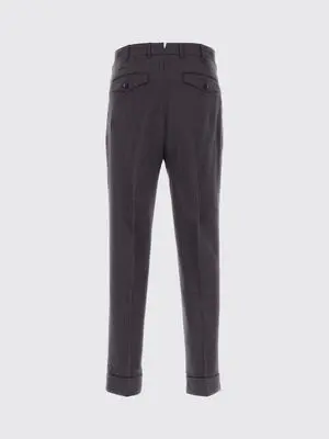 PT TORINO Slim Fit Pleated Trousers In Cotton And Virgin Wool - Grey