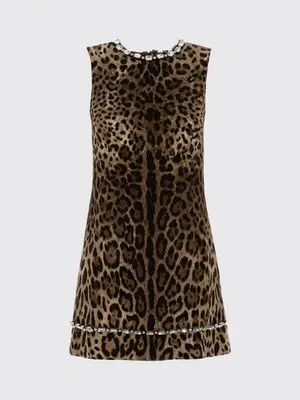 Dolce & Gabbana Leopard Print Embellished Silk Mini Dress
