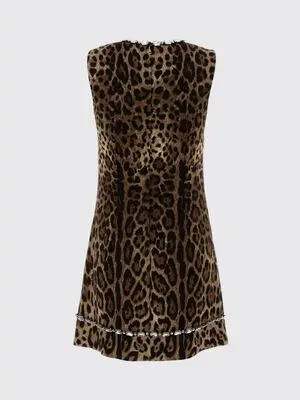 Dolce & Gabbana Leopard Print Embellished Silk Mini Dress