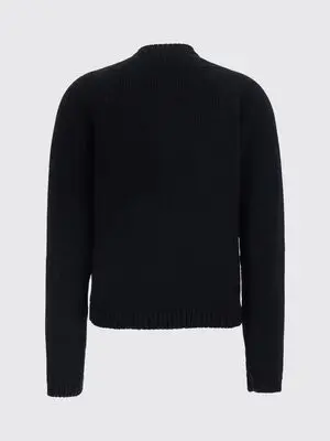 TOTEME Cotton Crewneck Sweater With Buttoned Patch Pockets - Black