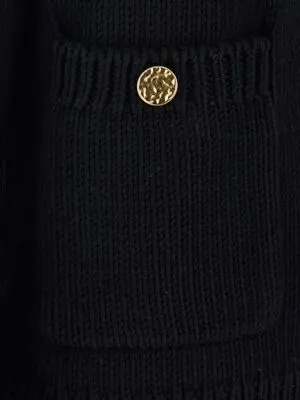 TOTEME Cotton Crewneck Sweater With Buttoned Patch Pockets - Black