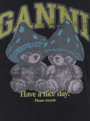 GANNI Organic Cotton Teddy Bear Graffiti Print T-shirt