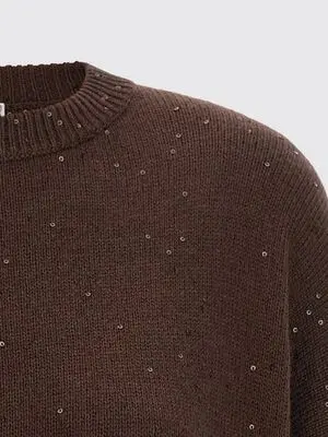 Brunello Cucinelli Embellished Crew Neck Jumper - Brown