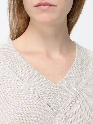 Brunello Cucinelli Sequin-embellished V-neck Cashmere And Silk Sweater