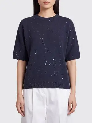Brunello Cucinelli Sequin Embellished Knit Sweater - Blue