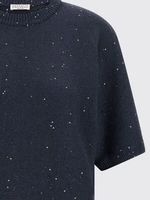 Brunello Cucinelli Sequin Embellished Knit Sweater - Blue