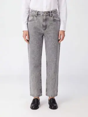Brunello Cucinelli High-waisted Straight Leg Jeans In Cotton - Denim