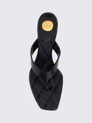 Saint Laurent Lambskin Thong Sandals With Monogram Heel