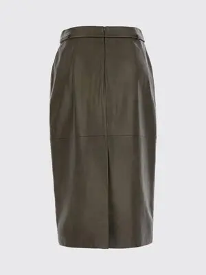 Max Mara Belted Lambskin Midi Pencil Skirt - Green