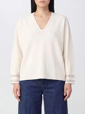 Max Mara Relaxed Fit V-neck Wool Blend Sweater - White