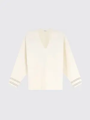 Max Mara Relaxed Fit V-neck Wool Blend Sweater - White