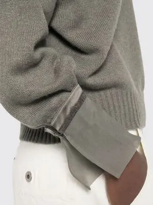 Brunello Cucinelli Relaxed Fit Crewneck Sweater With Nickel-free Monili Embellishment - Green