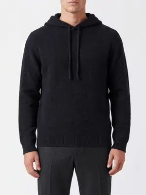 ROBERTO COLLINA Merino Wool Knit Hoodie - Black
