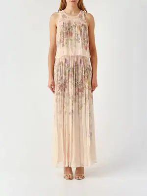 TWINSET Long Crêpe Floral Print Maxi Dress