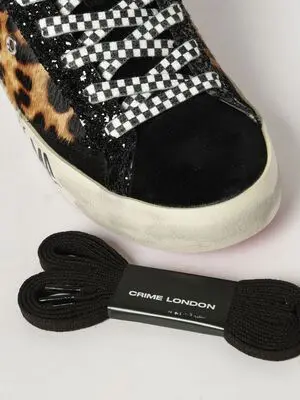 CRIME LONDON Leopard Print And Glitter Embellished Trainers