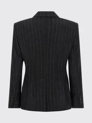 Brunello Cucinelli Pinstripe Short Double-breasted Wool Blazer With Peak Lapels