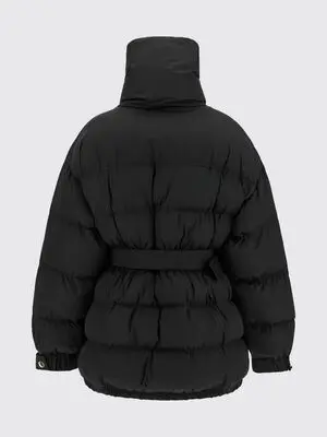 Balmain Short Technical Fabric Down Jacket With High Neck And Waist Belt