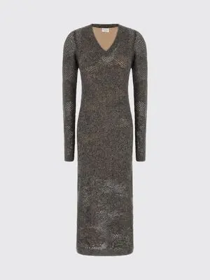 Brunello Cucinelli V-neck Wool Knit Midi Dress