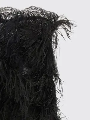 Attico Feather And Lace-trimmed Wool Mini Sheath Dress