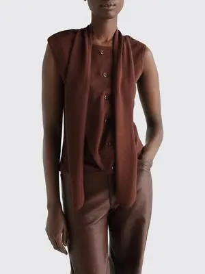 LEMAIRE Asymmetrical Design Sleeveless Wool-blend Cardigan - Brown
