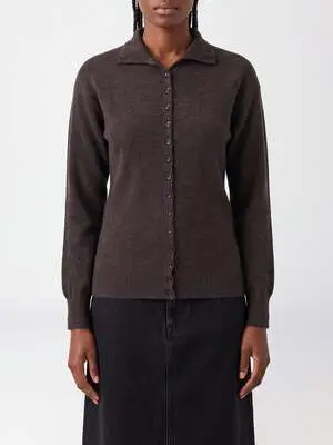 LEMAIRE High Neck Pure Wool Button Front Cardigan - Black