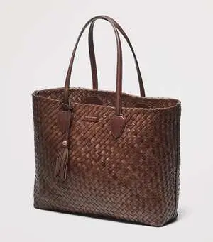 ASPINAL OF LONDON Large Woven Leather Tote Bag