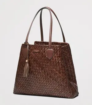 ASPINAL OF LONDON Large Woven Leather Tote Bag