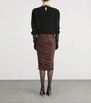 Balmain Jersey Ruched Midi Skirt