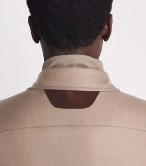 Colombo Cashmere Hybrid Jacket With Leather Collar Detail