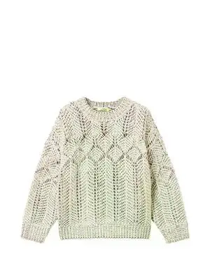 TWINSET Myfo Wool Blend Jumper With Embroidery And Rhinestones - Neutrals