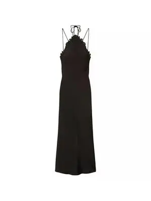 TWINSET Long Satin Dress With Embroidery