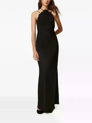 TWINSET Long Satin Dress With Embroidery