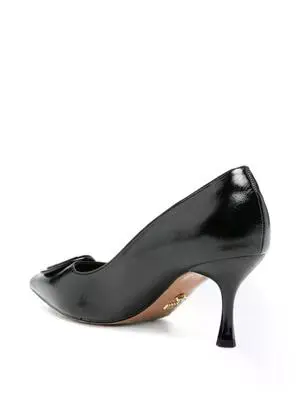TWENTY FOURHAITCH Luvien Patent Plaque Kitten Heel Pumps