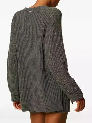 TWINSET Wool Blend Cardigan With Rhinestones