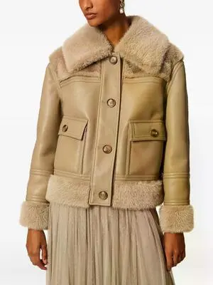 TWINSET Faux-fur Trimmed Leather-effect Jacket