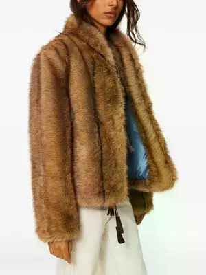 TWINSET Faux Fur Jacket With Stand Collar
