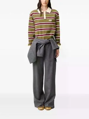 Claudie Pierlot Striped Long-sleeve Polo Shirt