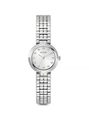 Guess Crystal Bezel Stainless Steel Watch - Silver