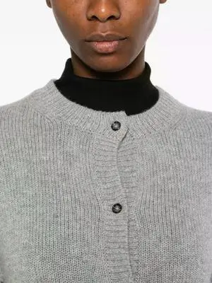 ALLUDE Patch-pocket Ribbed-trim Cardigan - Grey