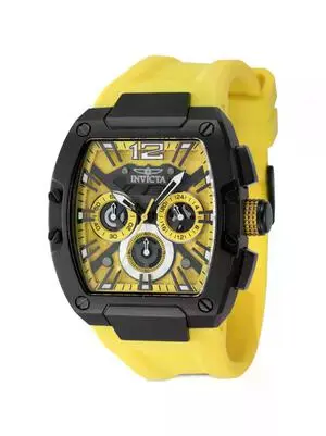 INVICTA 43mm Racing Chronograph Watch With Dial And Silicone Strap - Yellow