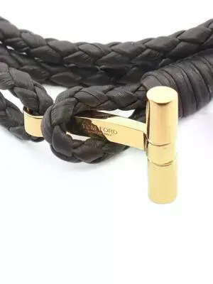 TOM FORD Braided Leather T-bar Bracelet