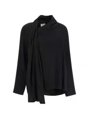 NUDE Draped-panel Asymmetrical Blouse - Black