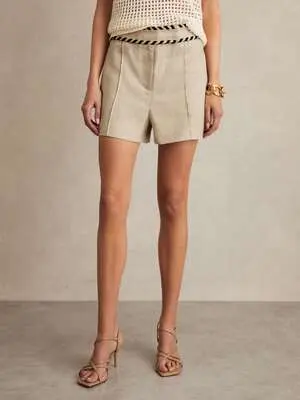 REISS Fawn Linen Whipstitch Shorts