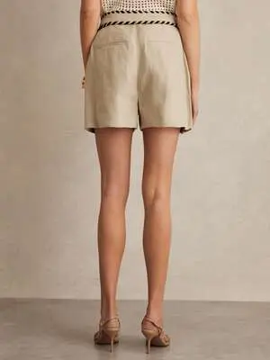 REISS Fawn Linen Whipstitch Shorts